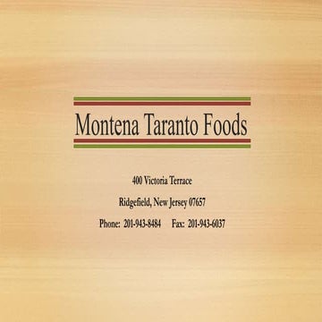 Montena Taranto Foods Product List | PPSX