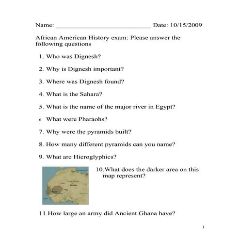 African American History Unit Test | DOC