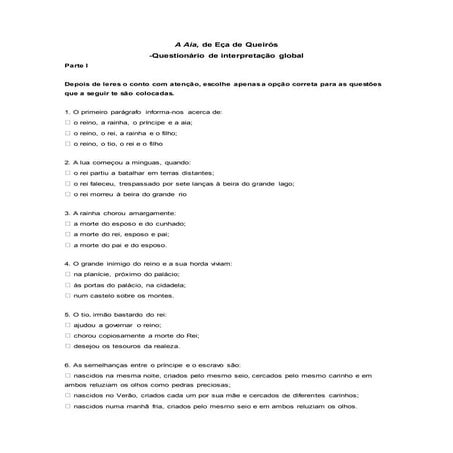 A aia, de Eça de Queirós | PPTX