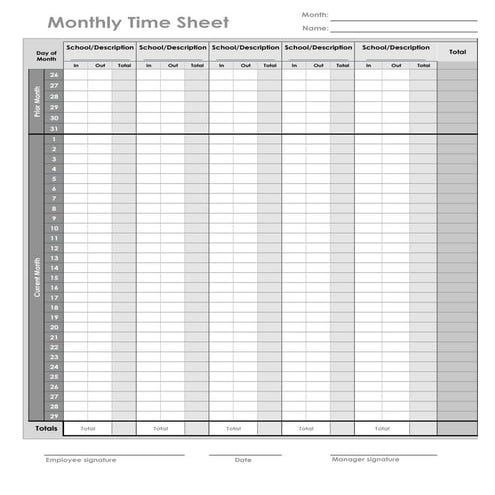 A A Monthly Timecard | PDF
