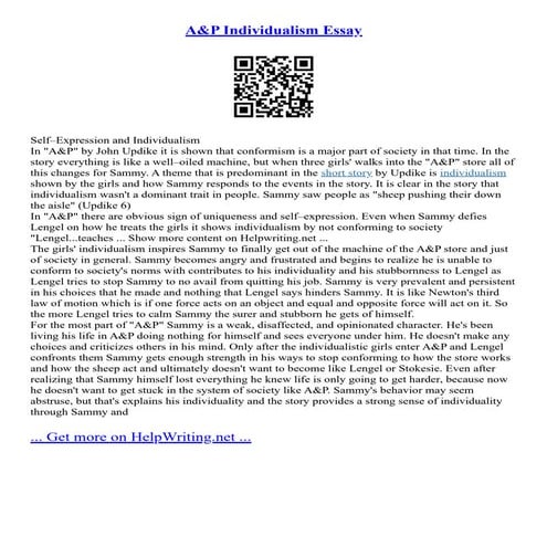 A&P Individualism Essay | PDF