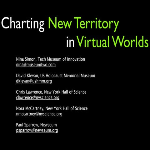 Charting New Territories in Virtual Worlds | PPT