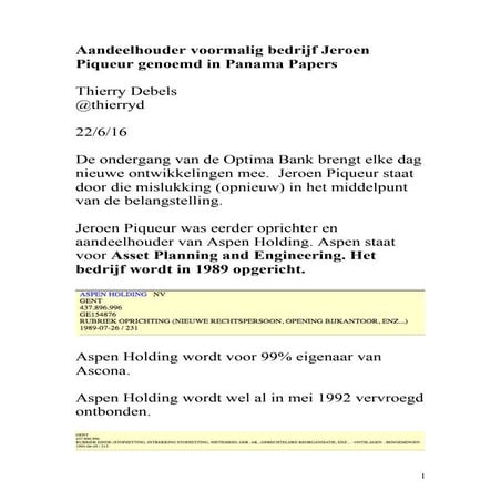 Aandeelhouder voormalig bedrijf Jeroen Piqueur in Panama Papers | DOC