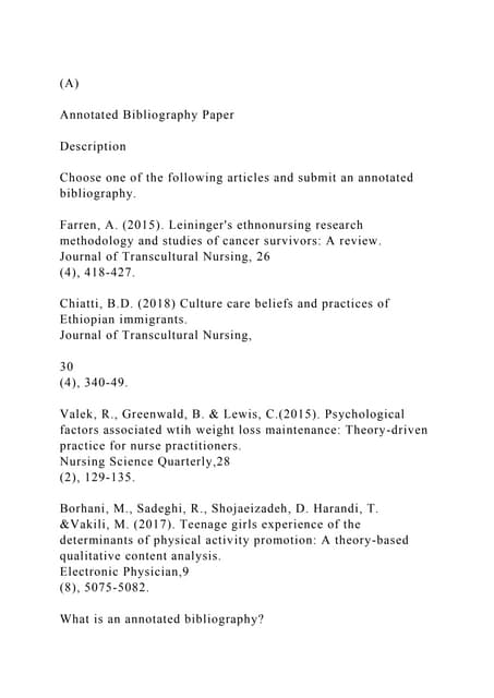 Running head ANNOTATED BIBLIOGRAPHY 1 Annotated Bibliogra.docx
