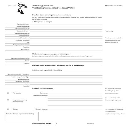 Aanvraagformulier Vog Np 2009 | PDF
