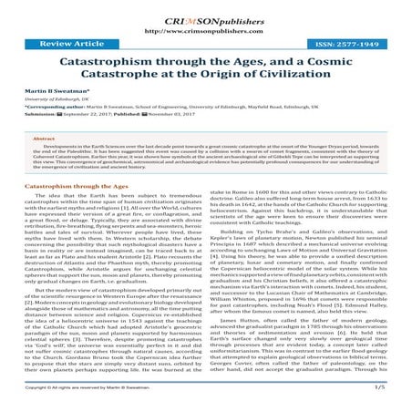 Catastrophism through the Ages, and a Cosmic Catastrophe at the Origin ...