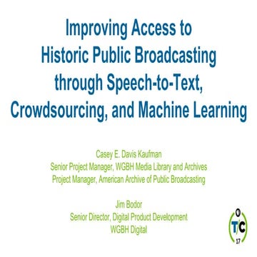 Improving Access to Historic Public Broadcasting through Speech-to-Text ...