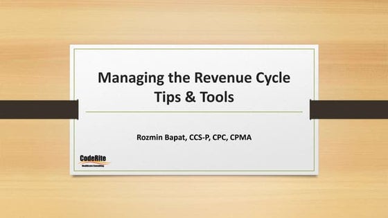 Revenue cycle rcm | PPTX | Health Insurance | Insurance
