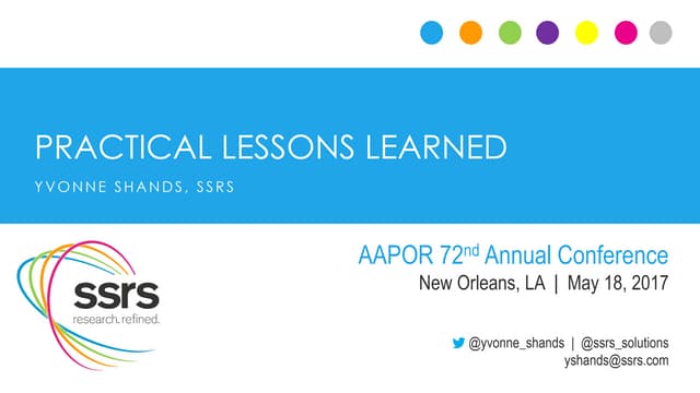 AAPOR 2017 Nielsen panel - Practical lessons learned | PDF AAPOR 2017 Nielsen panel - Practical lessons learned | PDF