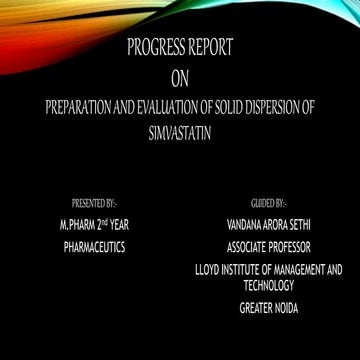 Progress Report M.Pharm | PPTX