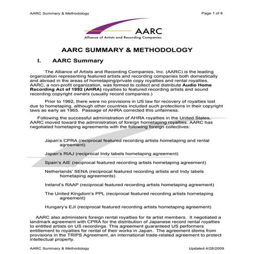 Aarc summary and methodology | PDF