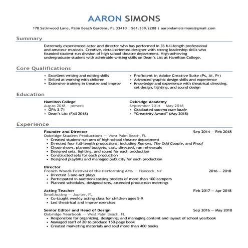 Aaron Simons Professional Resume | PDF