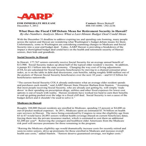 AARP: Impact of Fiscal Cliff on Hawaii's Kupuna | PDF