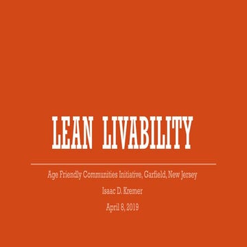 Lean Livability - Age Friendly Communities Initiative | PPT