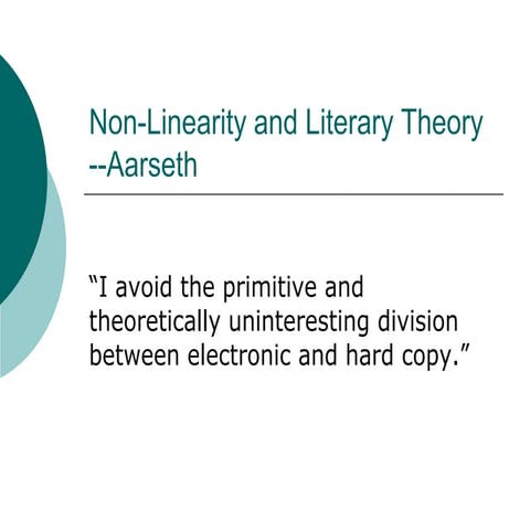 Aarseth -non-linearity and literary theory | PPSX