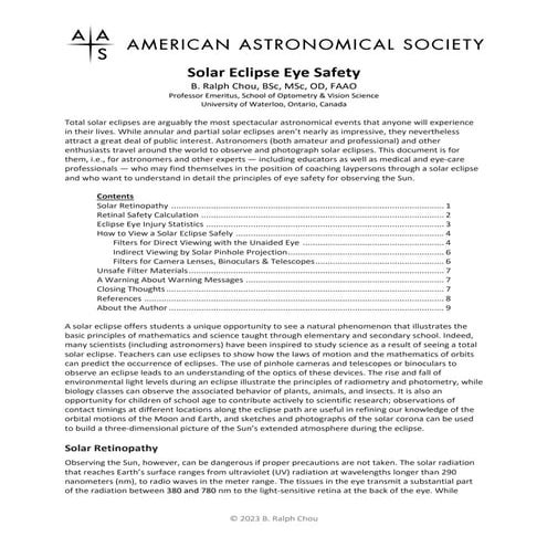AAS-Chou-Tech-Report-Solar-Eclipse-Eye-Safety-2023 | PDF