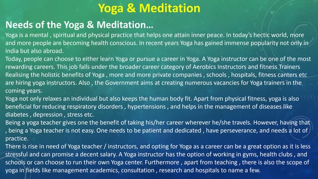Physical Education Class -XI PPT on chapter 5 Yoga | PPTX