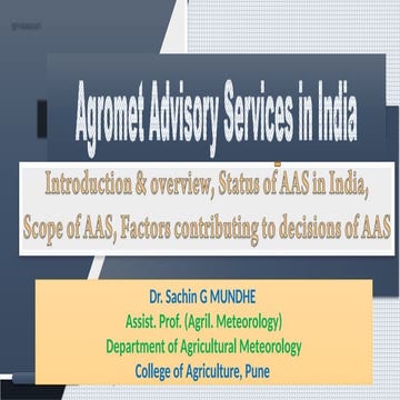 Agro - advisory Services in India for farmers point of view | PPTX