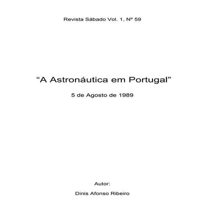 A astronáutica em portugal em 1989 um caminho subaquático para o espaço ...