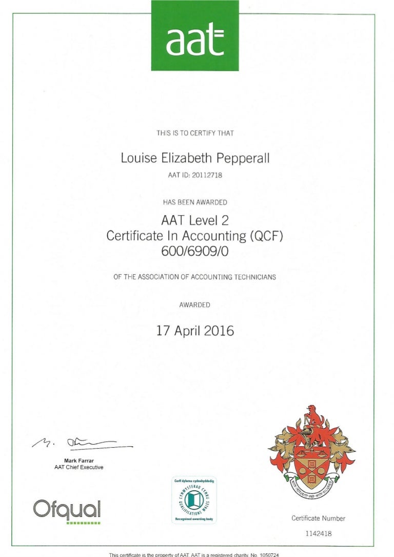 Aat level 2 certificate in Accounting