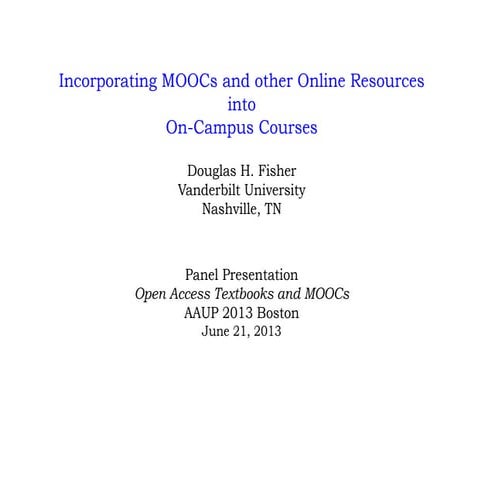 AAUP 2013: OA Textbooks and MOOCs (D. Fisher) | PPT