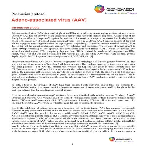 AAV production protocol:packaging,concentration and purification-gene medi | PDF
