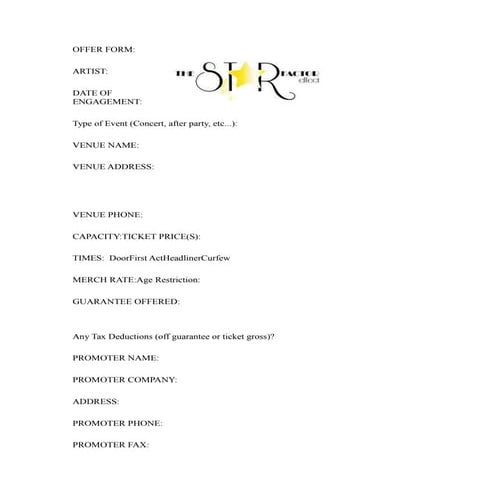 THE STAR FACTOR OFFER FORM | DOC