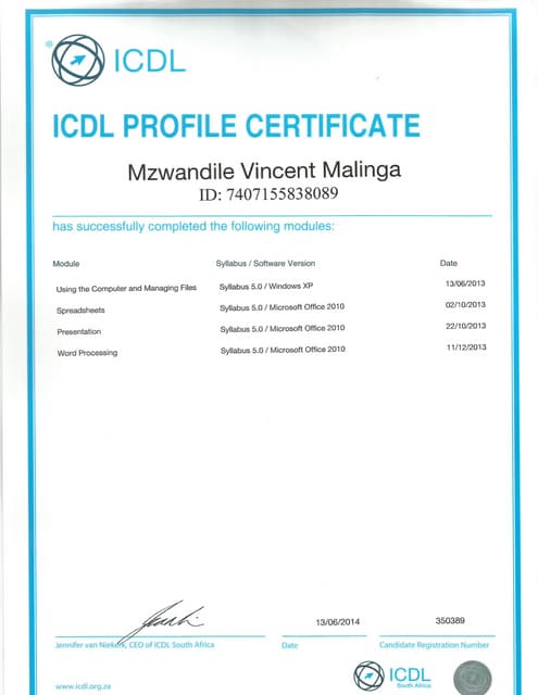 ICDL Certificate | PDF