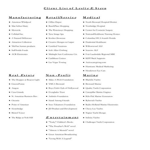 Leslie E. Stern-Client List | PDF