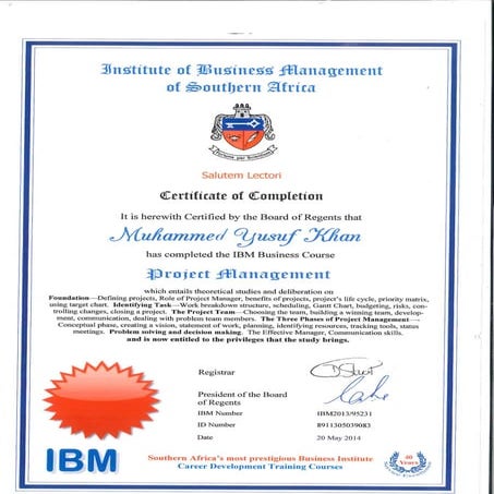 Project Management Cert-IBM | PDF