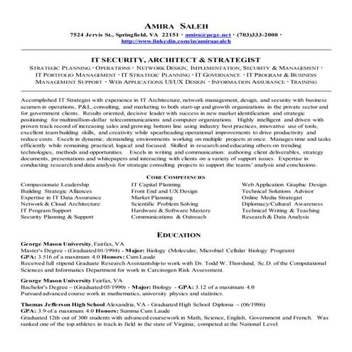 AmiraSalehITSResume11302016 | DOCX | Computing | Technology & Computing