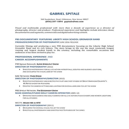Gabriel Spitale Resume 2015 | DOCX