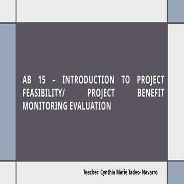 INTRODUCTION TO FEASIBILITY STUDY AND PROJECT MONITORING | PPTX