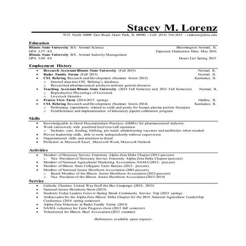Final Resume S Lorenz 2015, 2016 | PDF