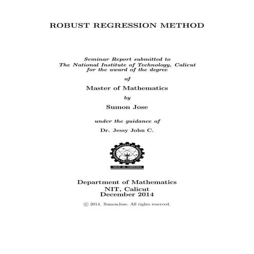 Seminar- Robust Regression Methods | PDF