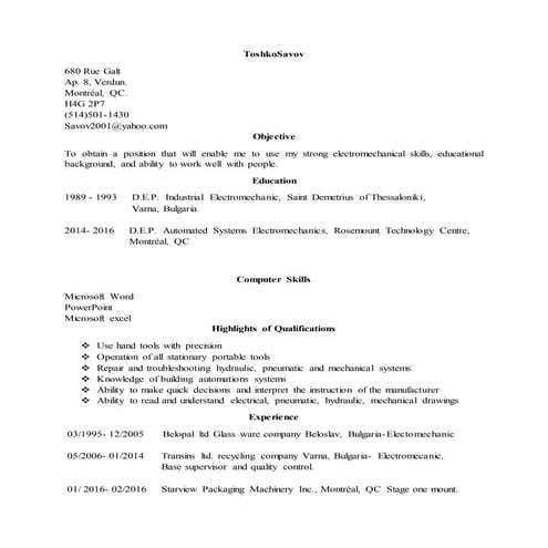 Toshko Savov functional resume | PDF