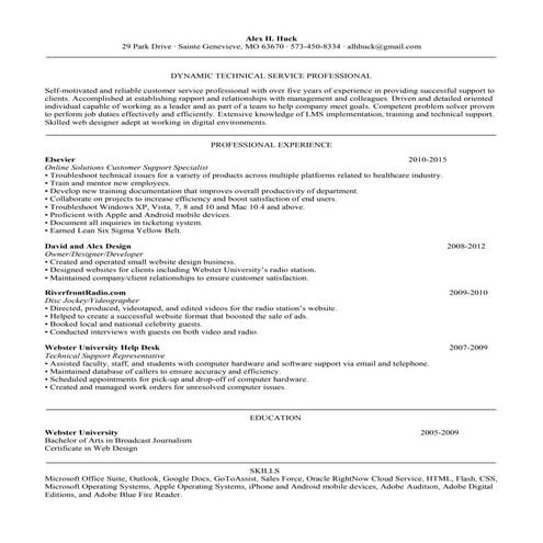 Alex Huck Resume | PDF