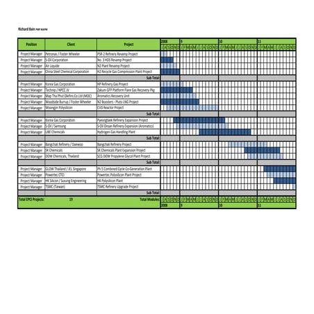 Summary APAC EPCI Projects Management Experience | PDF