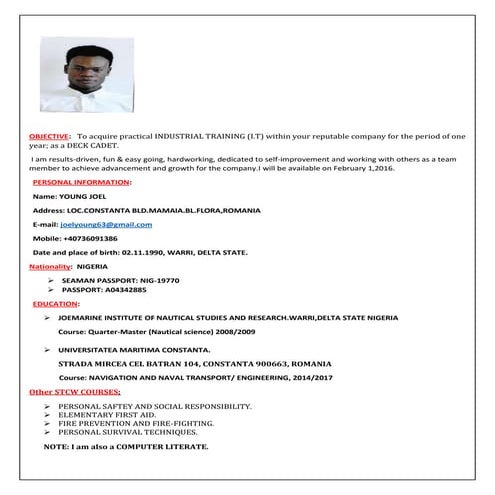 CADETSHIP CV 2 | PDF