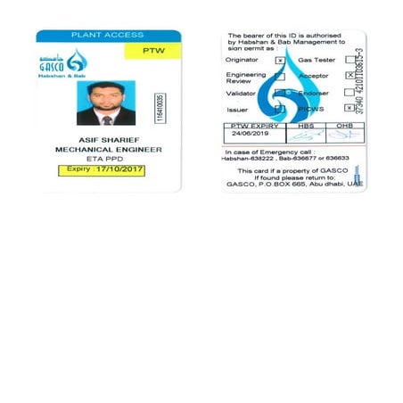 Mr. Asif Plant Access Card | PDF