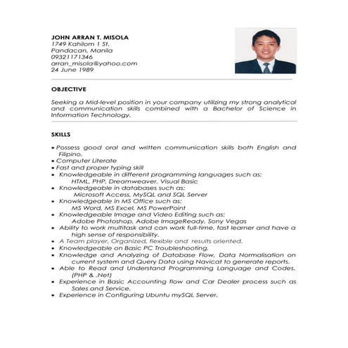 John Arran Misola Resume | PDF