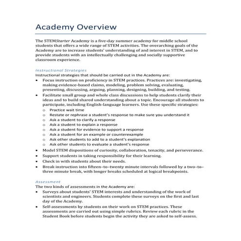 STEM Academy Overview | PDF