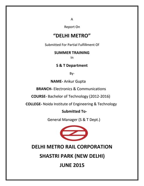 Delhi metro case study | DOCX