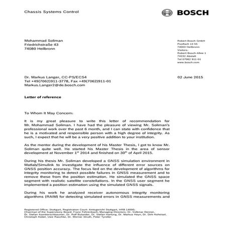 Bosch Reference Letter | PDF | Geography | Science