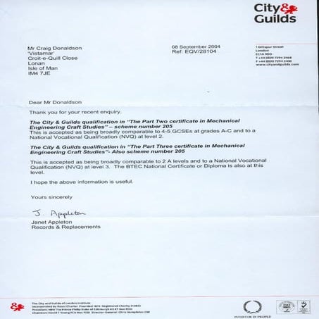 City & Guilds letter | PDF