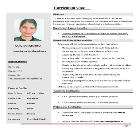 cv kanchan - Copy | PDF