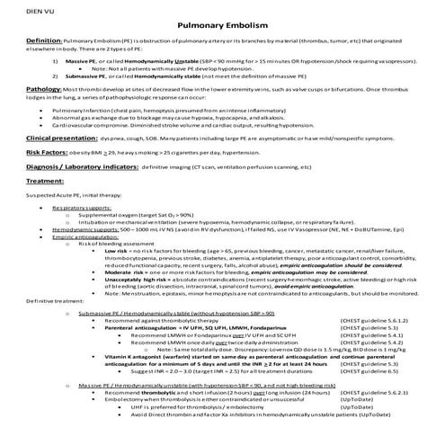 PE | DOCX | Lung and Respiratory Health | Diseases and Conditions