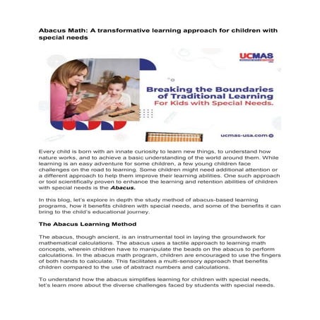 Abacus Math_ A transformative learning approach for children with ...