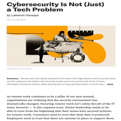 Cybersecurity Is Not Just A Tech Problem Pdf