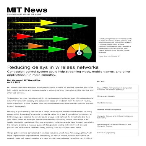 Reducing delays in wireless networks | PDF